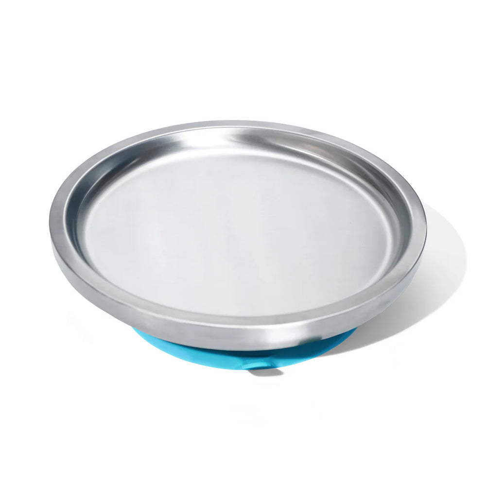 Avanchy Stainless Steel Silicone Round Open Plate - Blue — CanaBee Baby
