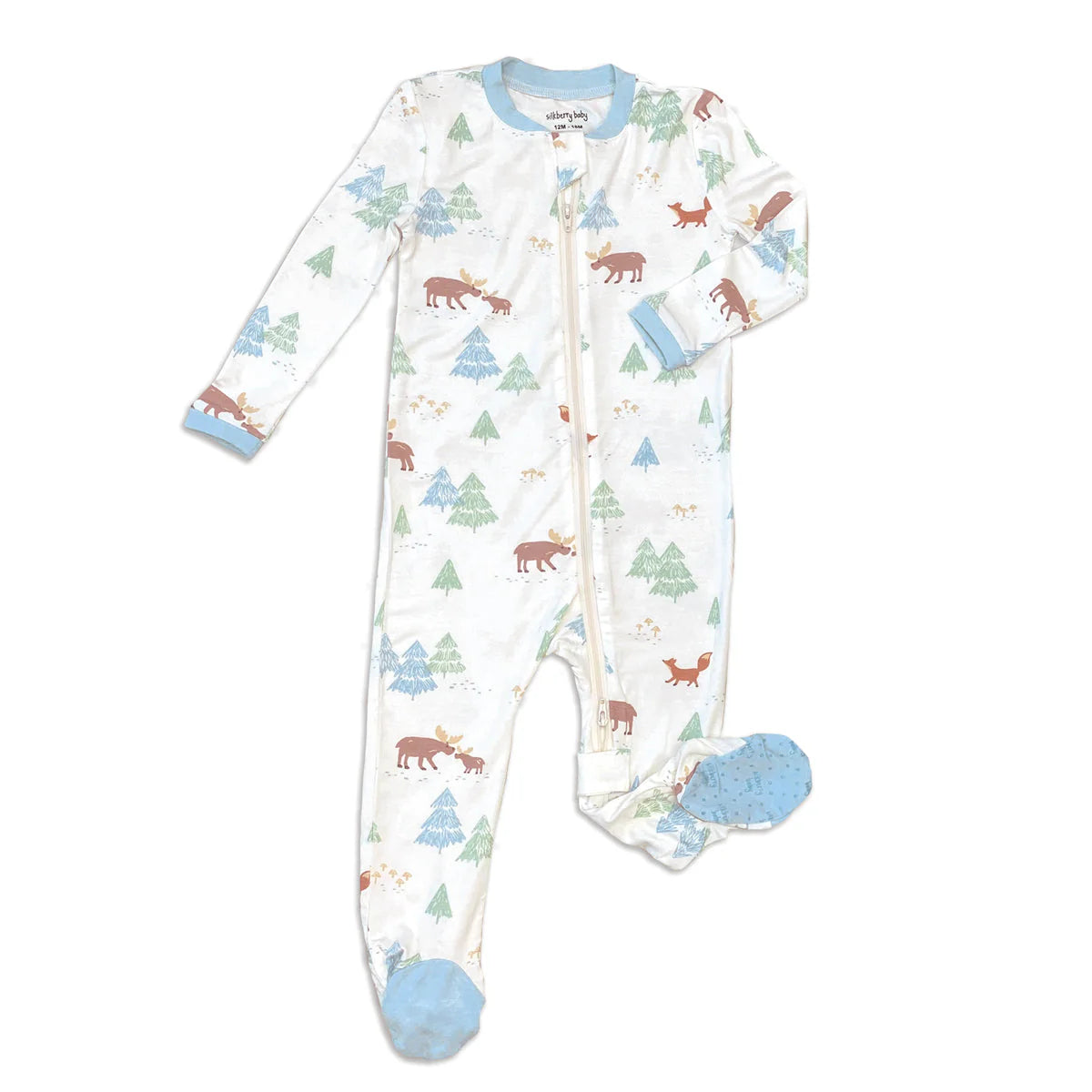 Silkberry Baby Bamboo Footed Sleeper with Two Way Zipper - Moose Wood ...